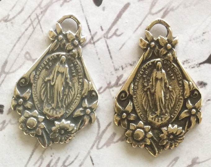 Mary Miraculous Medal Vintage Reproduction Sterling Brass - Etsy