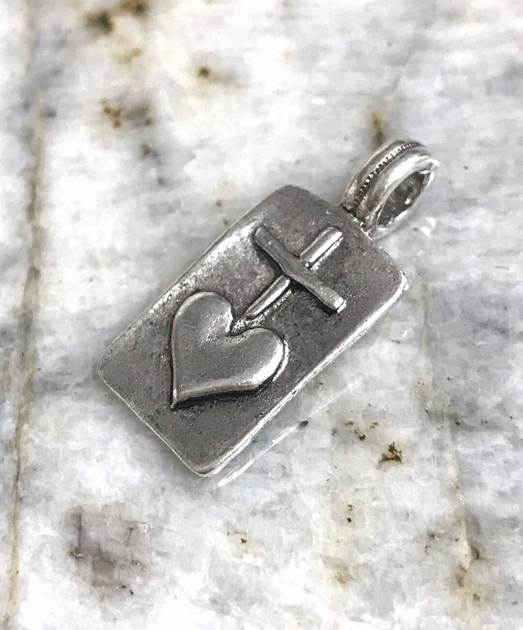 2 Pc Pewter Heart Cross Pendant Religious Charm Cross Religious Altered ...