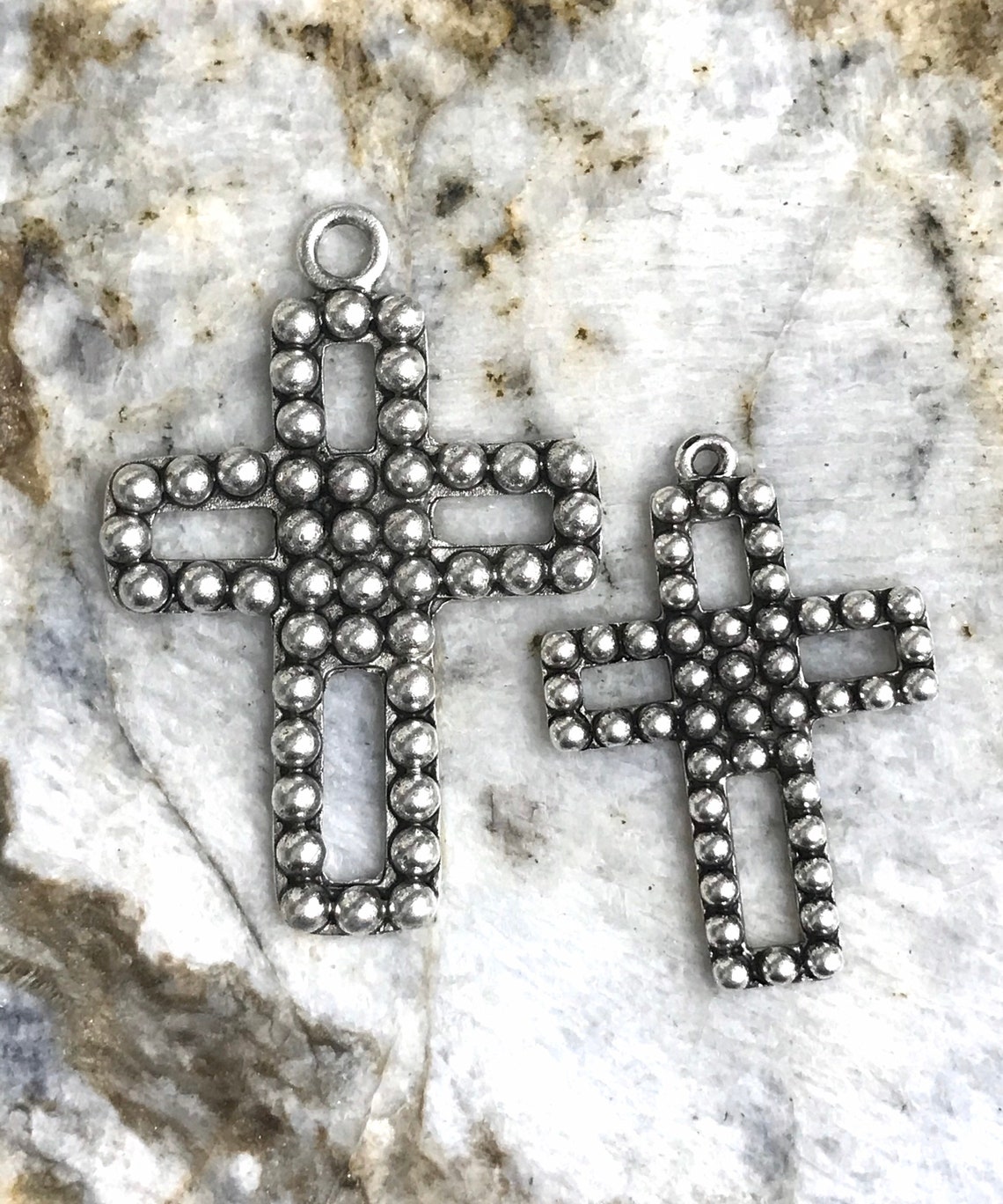 1 Pc Dotted Pewter Cross Religious Pendant Altered Art - Etsy