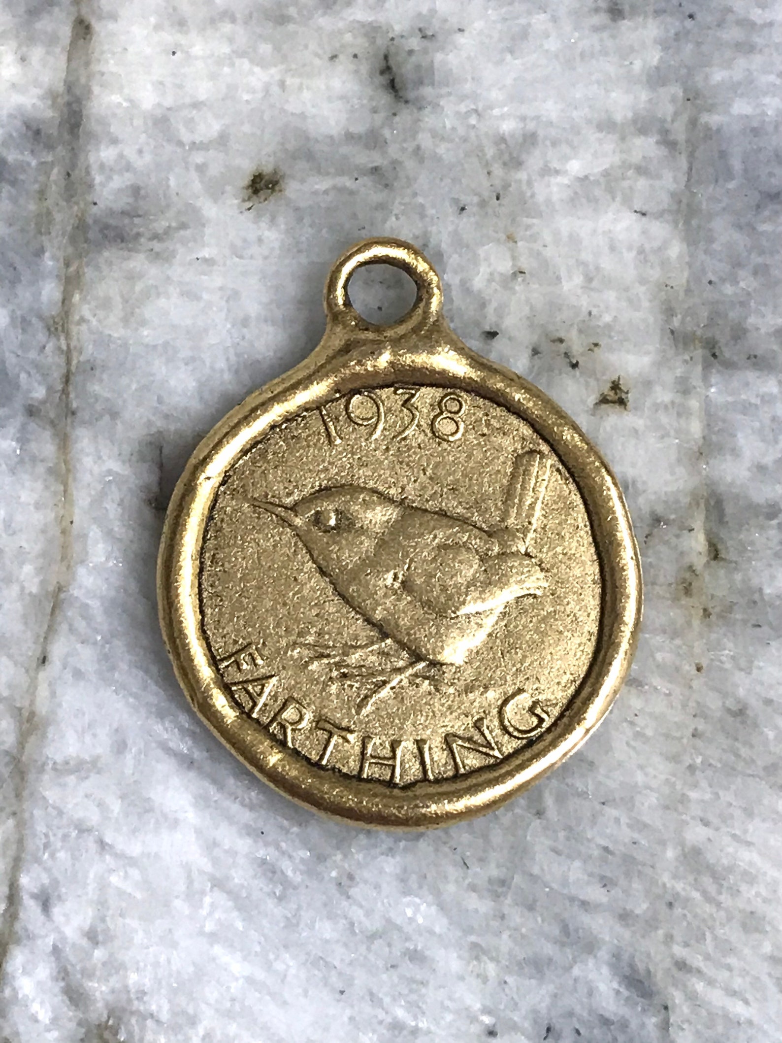 English Farthing Coin Bird REPRODUCTION PEWTER Pendant Artisan - Etsy