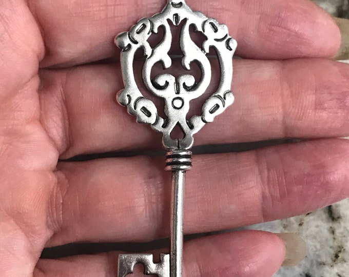 1 Pc Large Pewter Key Antique Silver Pendant Jewelry Ornate - Etsy