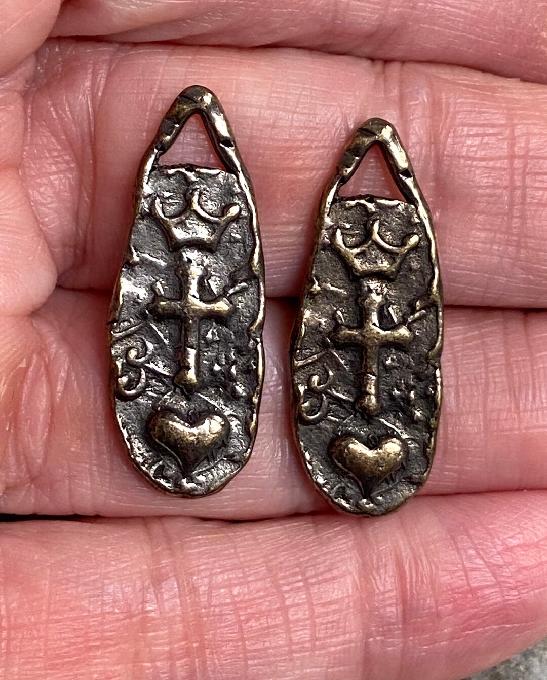 Featured in Artisan Jewelry Times Cross Crown Heart Charm Pendant ...