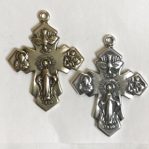 Scapular Miraculous Mary Cross Medal 4 Way Cross Holy Spirit Vintage ...