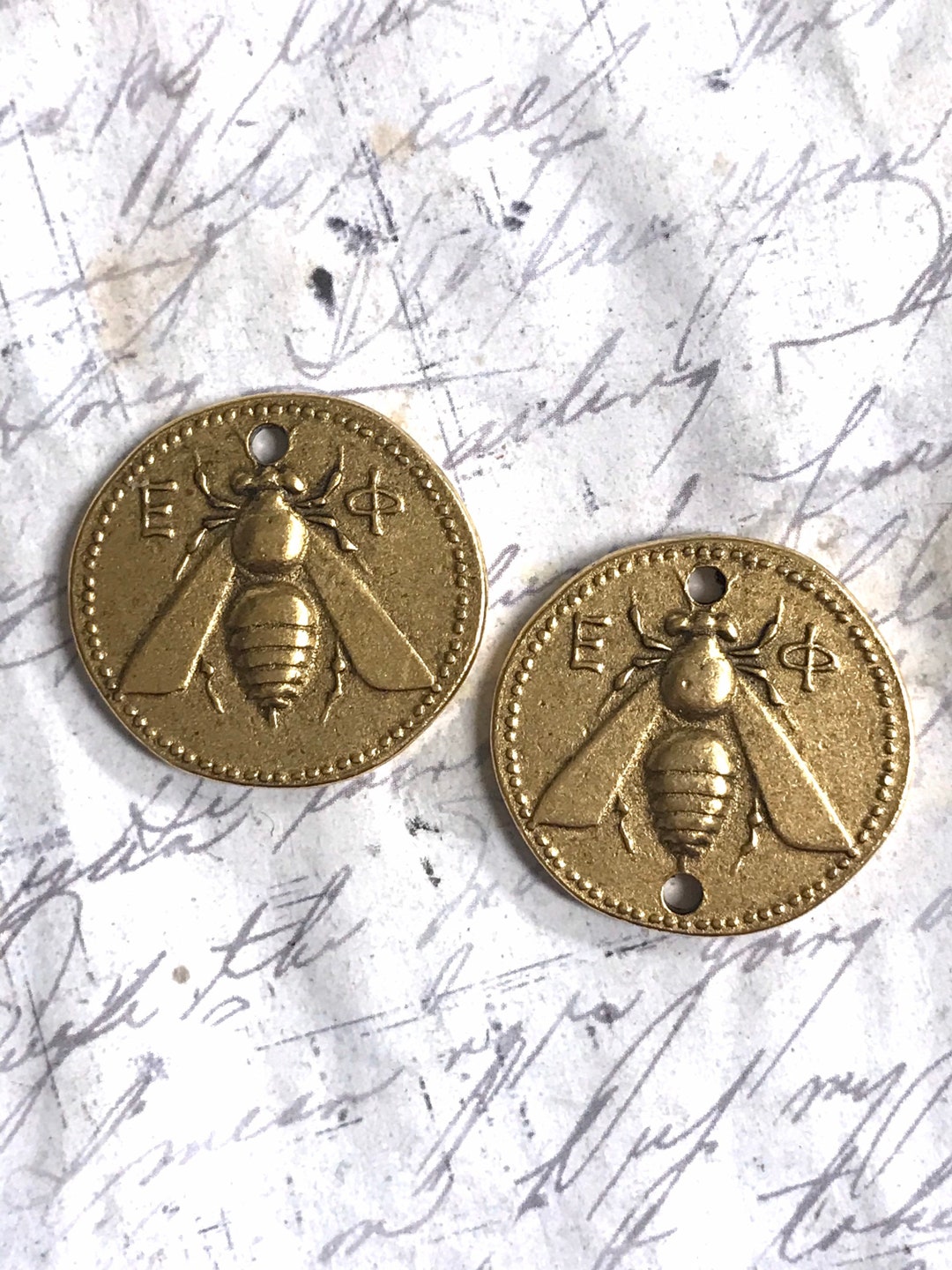 1 Pc Pewter Greek Greece Bee Stag REPRODUCTION Coin Antique Gold ...