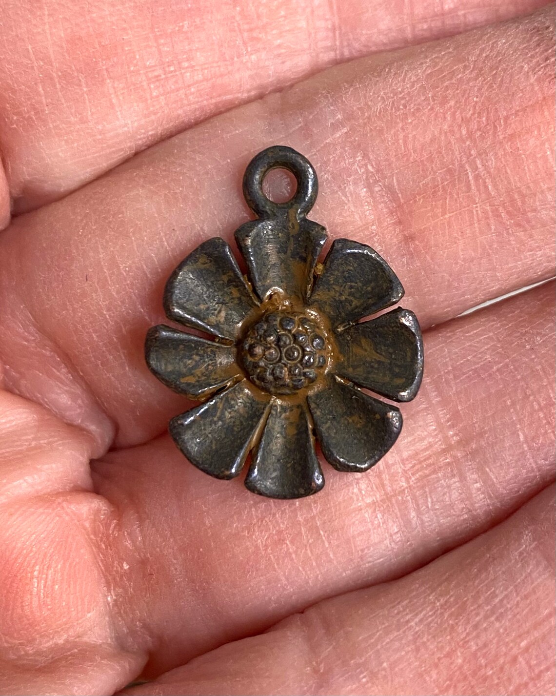 Flower Pewter Charms Pendant Jewelry Rustic Daisy Antique | Etsy