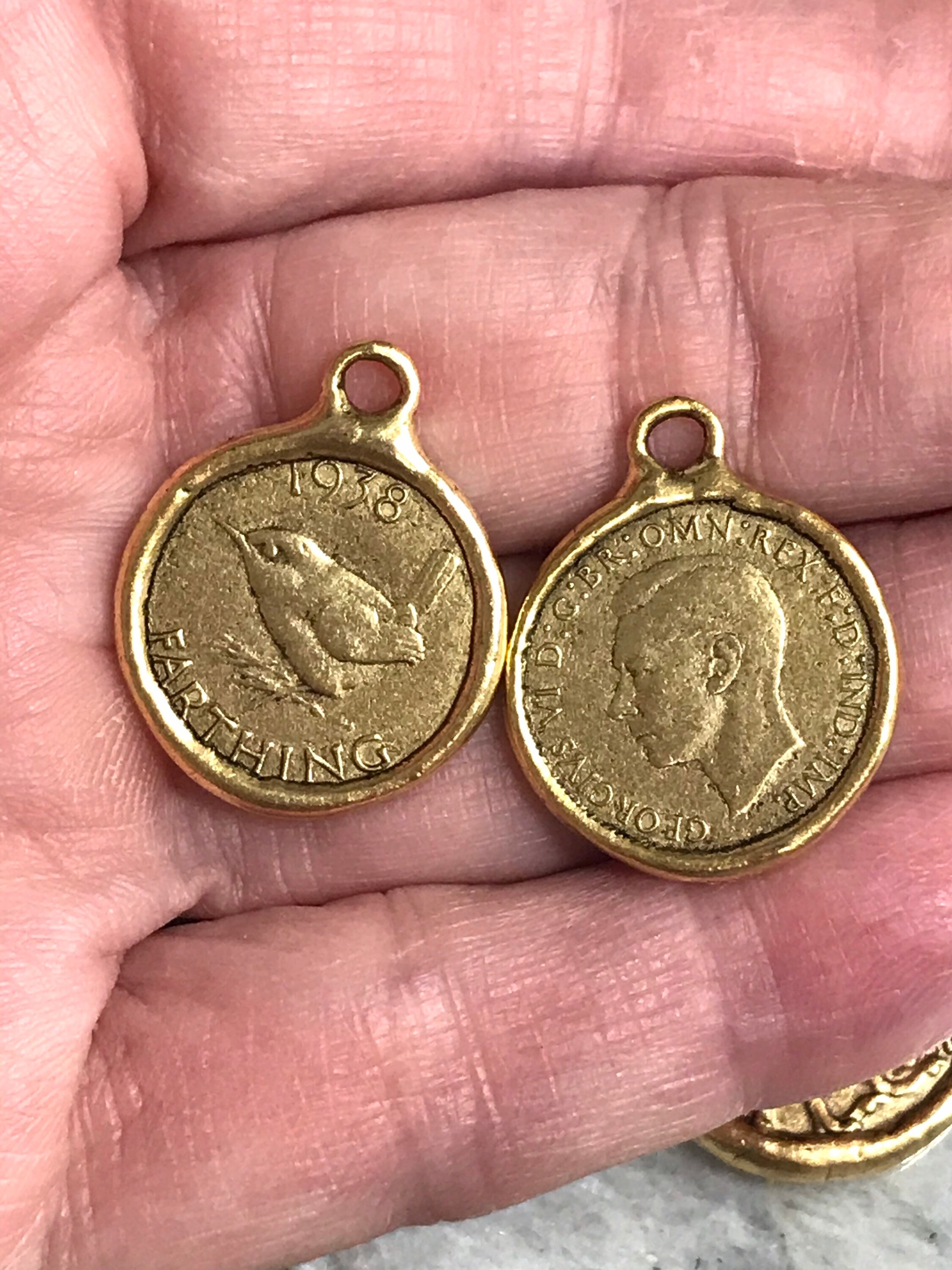 English Farthing Coin Bird REPRODUCTION PEWTER Pendant Artisan - Etsy