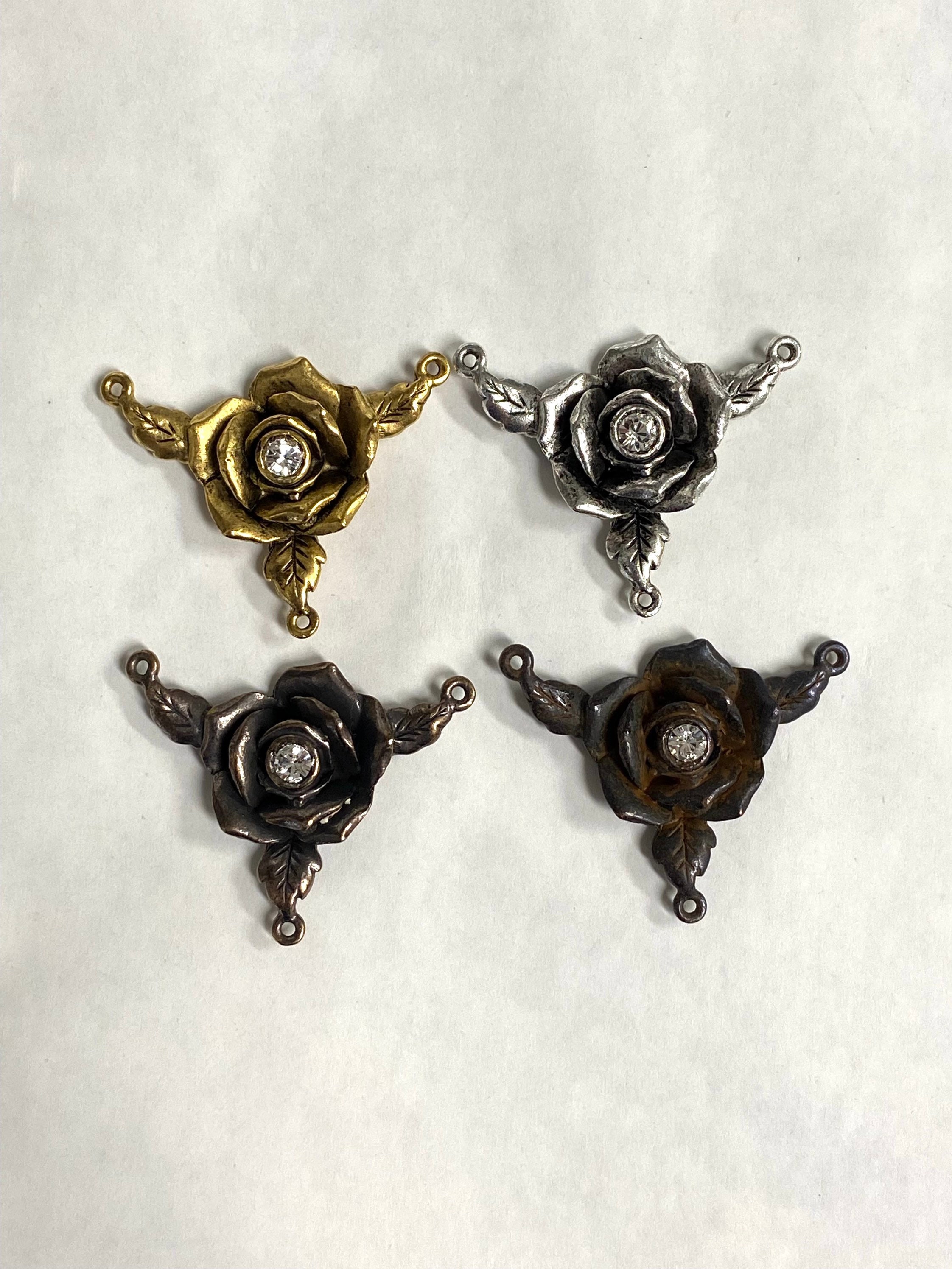 Rosary Centerpiece 3 Way Connector Rose Flower Crystal Center Supplies ...