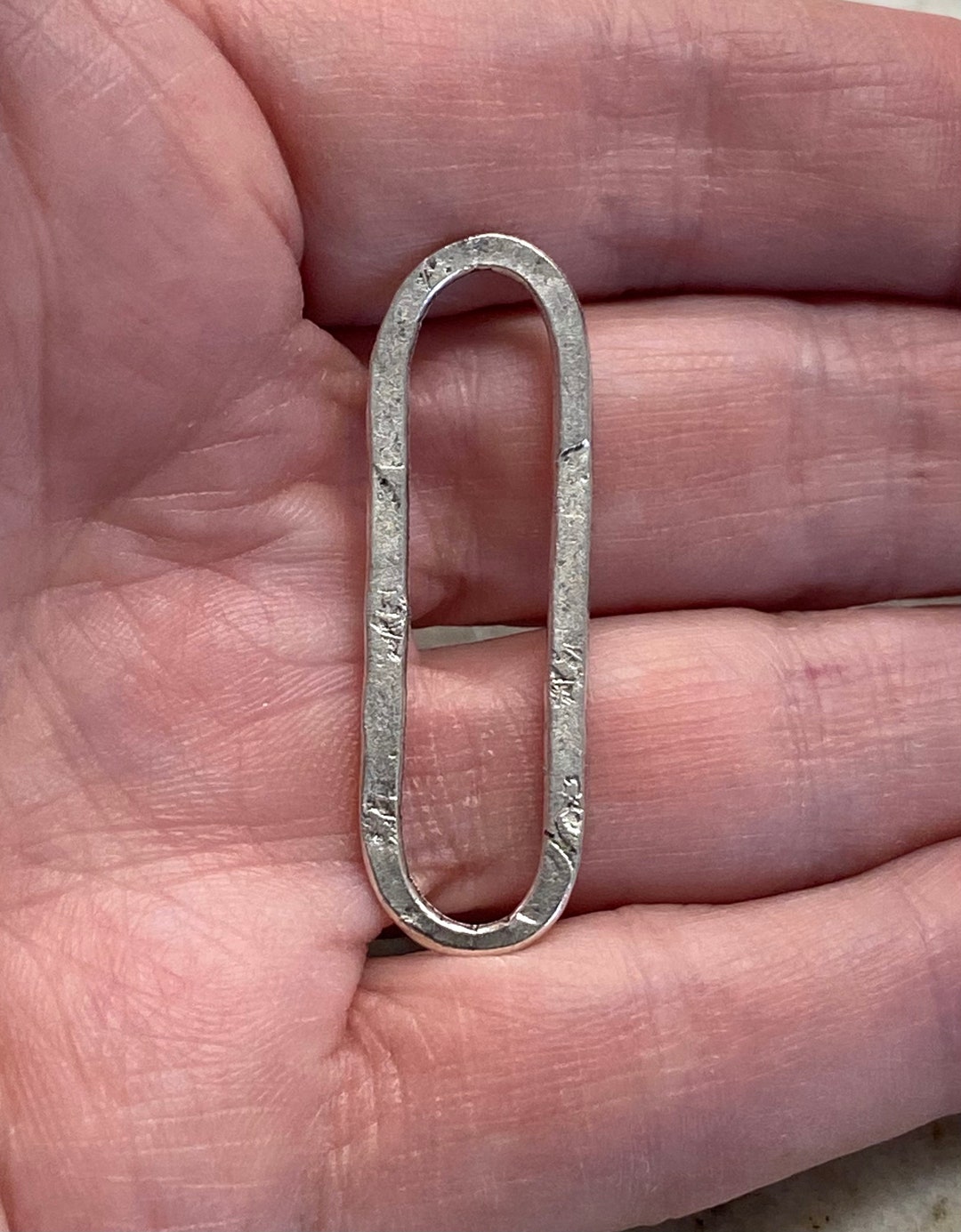 Pewter Oval Elongated Link Connector Ring Art Supplies Jewelry Leather ...