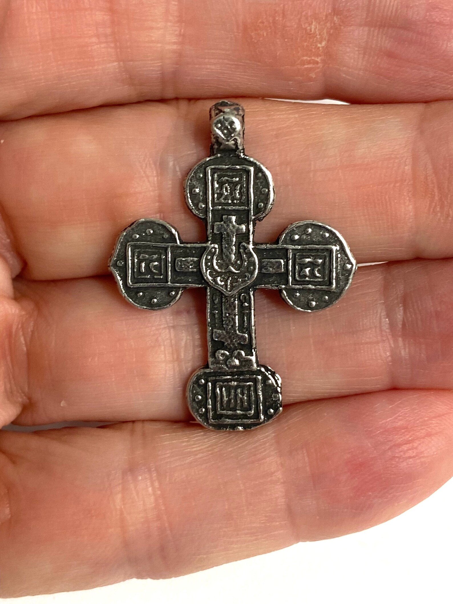 Ancient Cross Pewter Reproduction Milagros Heart Pendant Jewelry ...