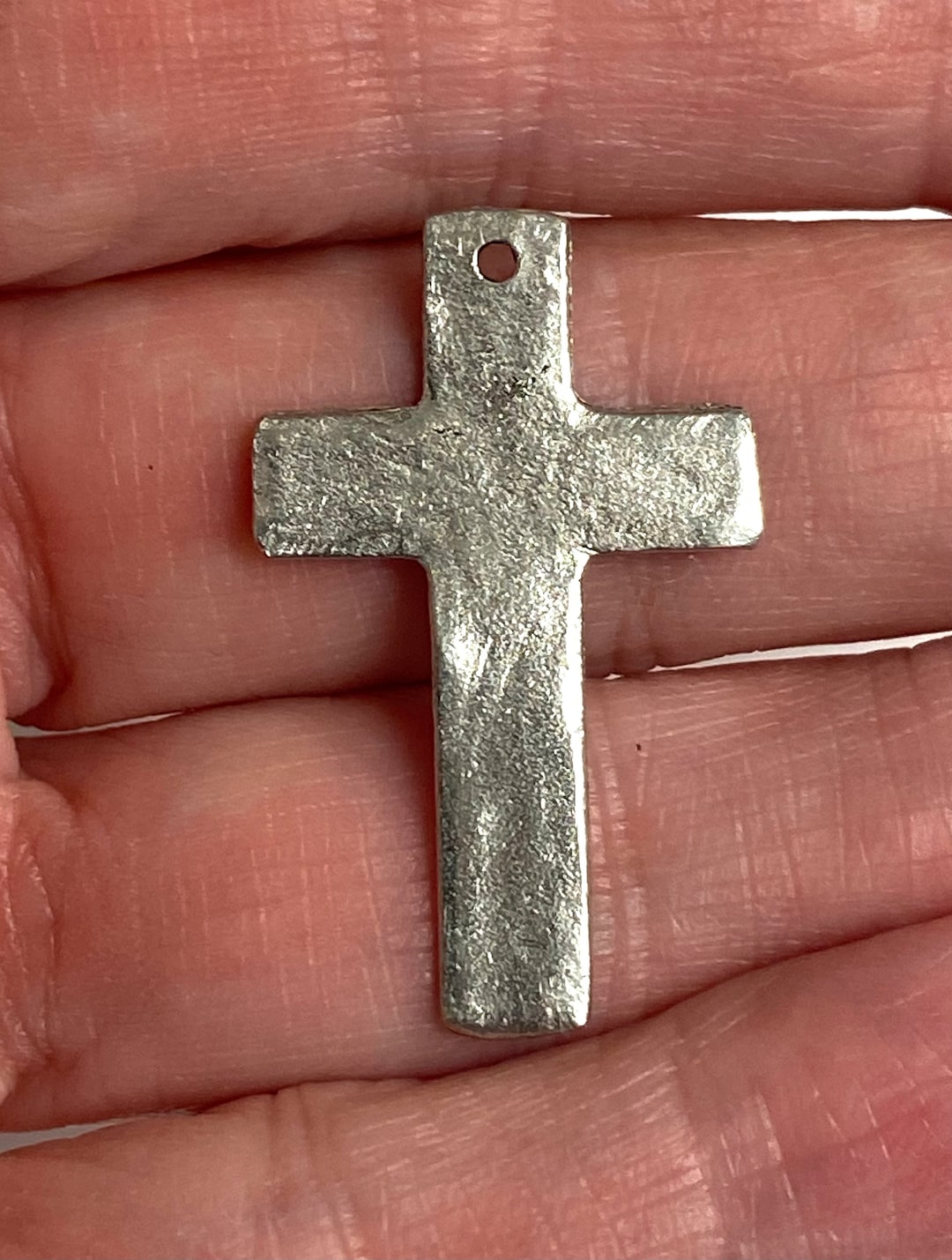 Pewter Rugged Cross Hammered Religious Pendant Charm Altered Art ...