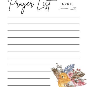 Prayer List- Monthly Themed, DIGITAL DOWNLOAD - Etsy