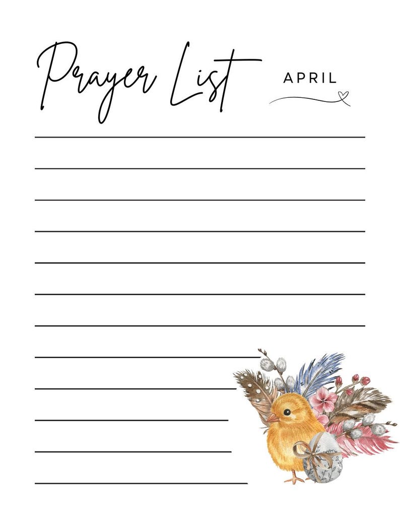 Prayer List- Monthly Themed, DIGITAL DOWNLOAD - Etsy