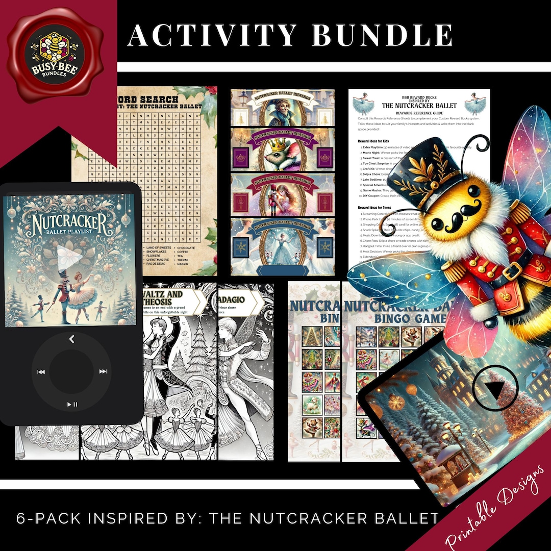 Nutcracker Ballet Holiday Activity Pack | Bingo, Story Colouring Book ...