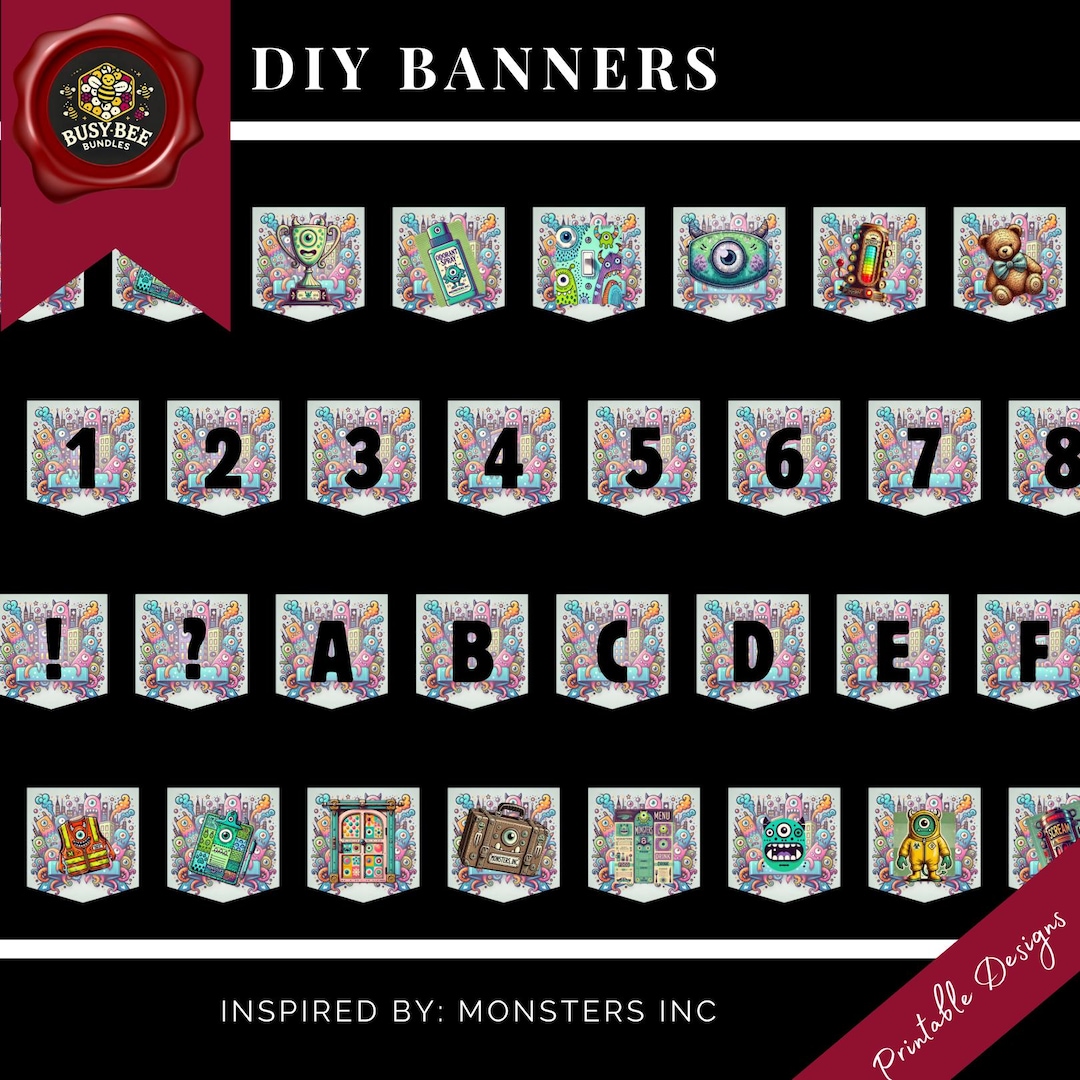 Monsters Themed Banners | Printable Decor Bundle - Etsy