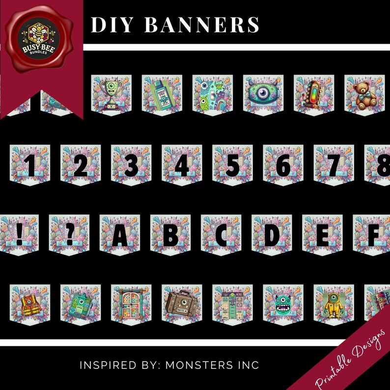 Monsters Themed Banners | Printable Decor Bundle - Etsy