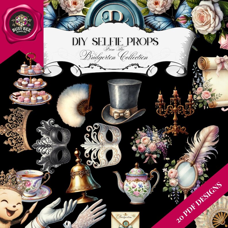 Bridgerton Party Decorating Kit | Printable Banner, Selfie Frames ...