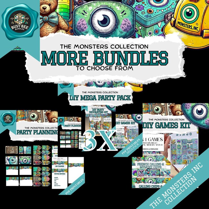 Monsters Party Decorating Kit | Printable Banner, Selfie Frames & Photo ...
