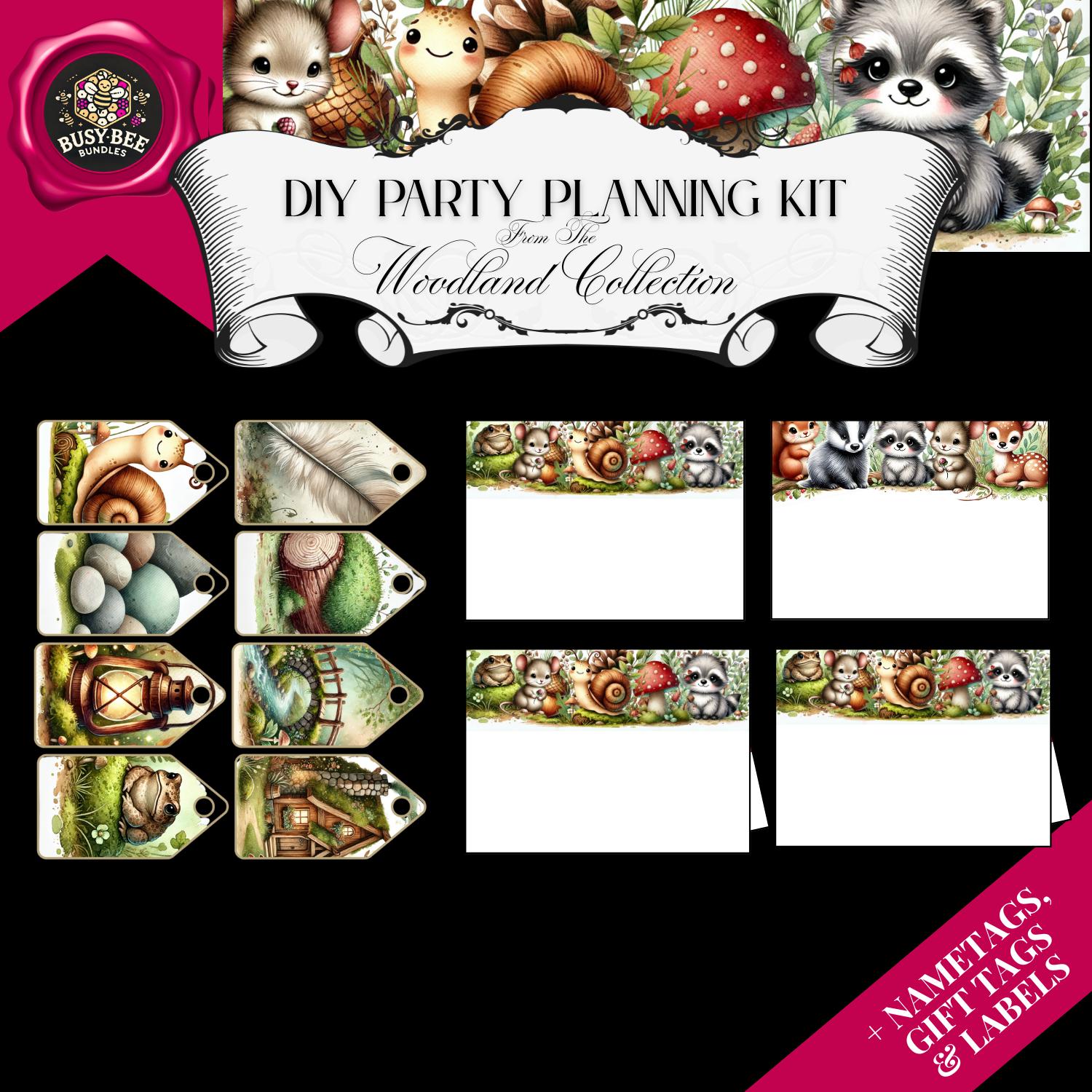 Woodland Party Planning Kit | Printable Invitations, Lists, Labels ...