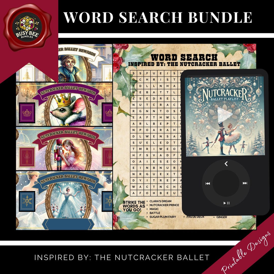 The Nutcracker Ballet Word Search & Rewards Bundle | Printable Theatre ...