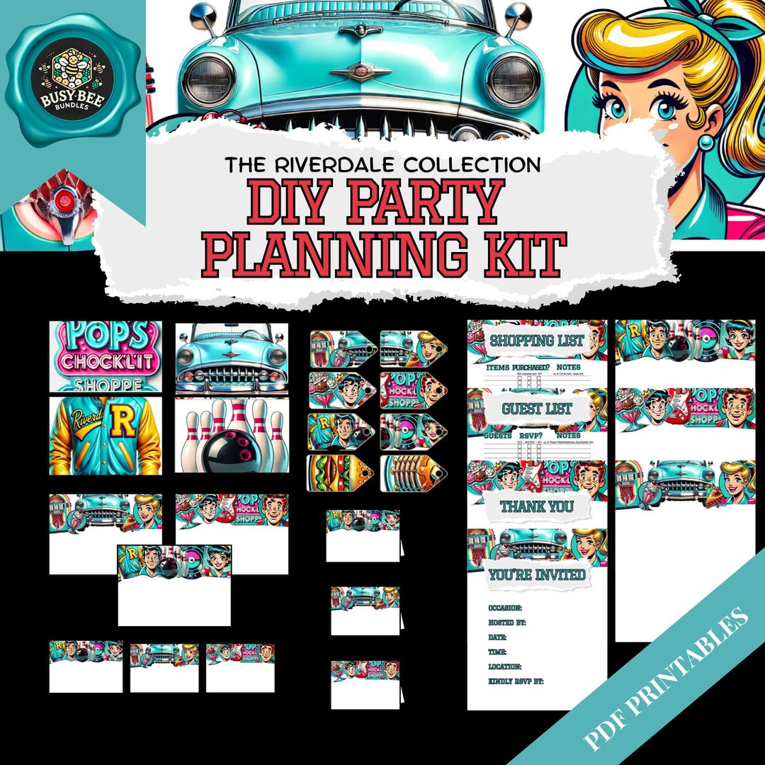 Archie Comics Party Planning Kit | Printable Invitations, Lists, Labels ...