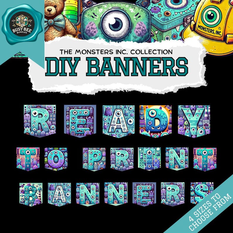Monsters Party Decorating Kit | Printable Banner, Selfie Frames & Photo ...