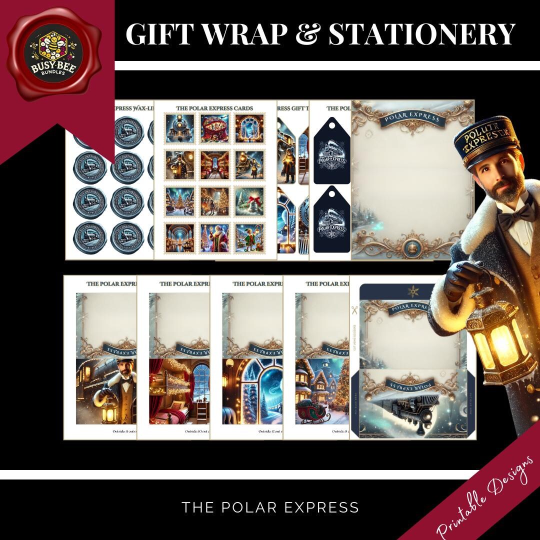The Polar Express Gift Wrap and Stationery Bundle - Printable Labels ...