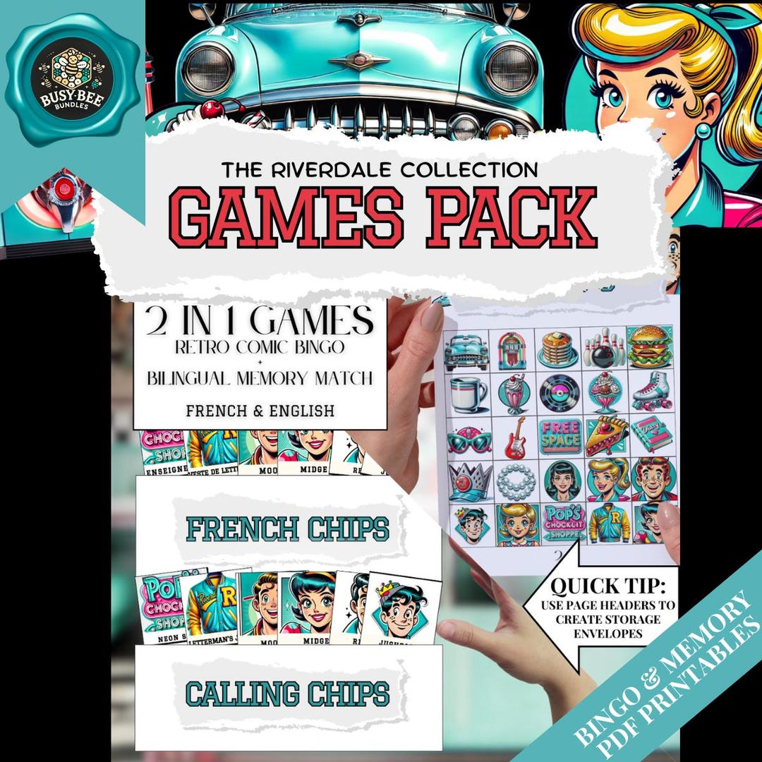 Archie Comics DIY Party Games Kit | Printable Bingo, Memory Game ...