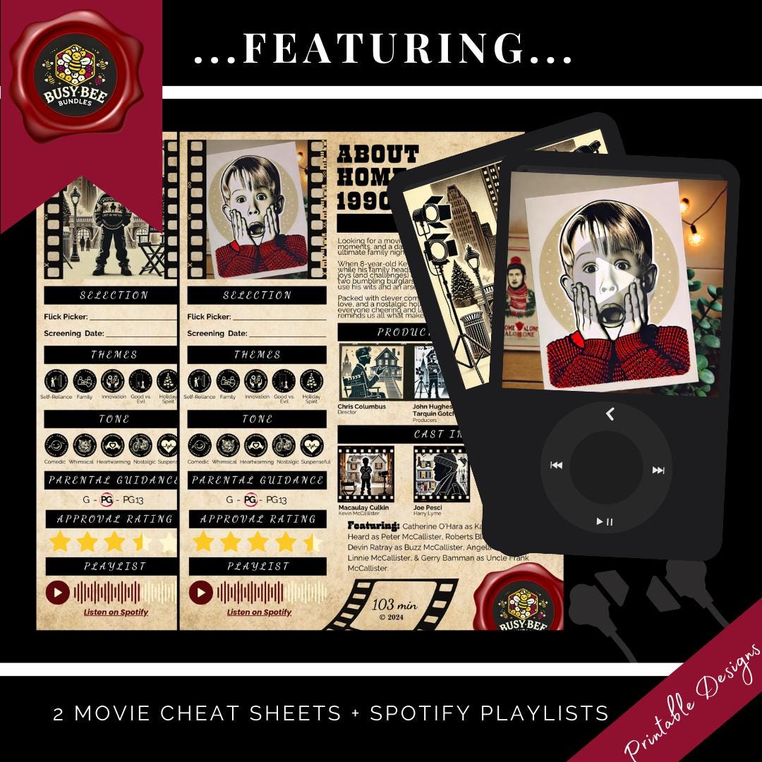 Home Alone Menu Planner Printable Sips, Snacks & Sweets Activity Bundle ...