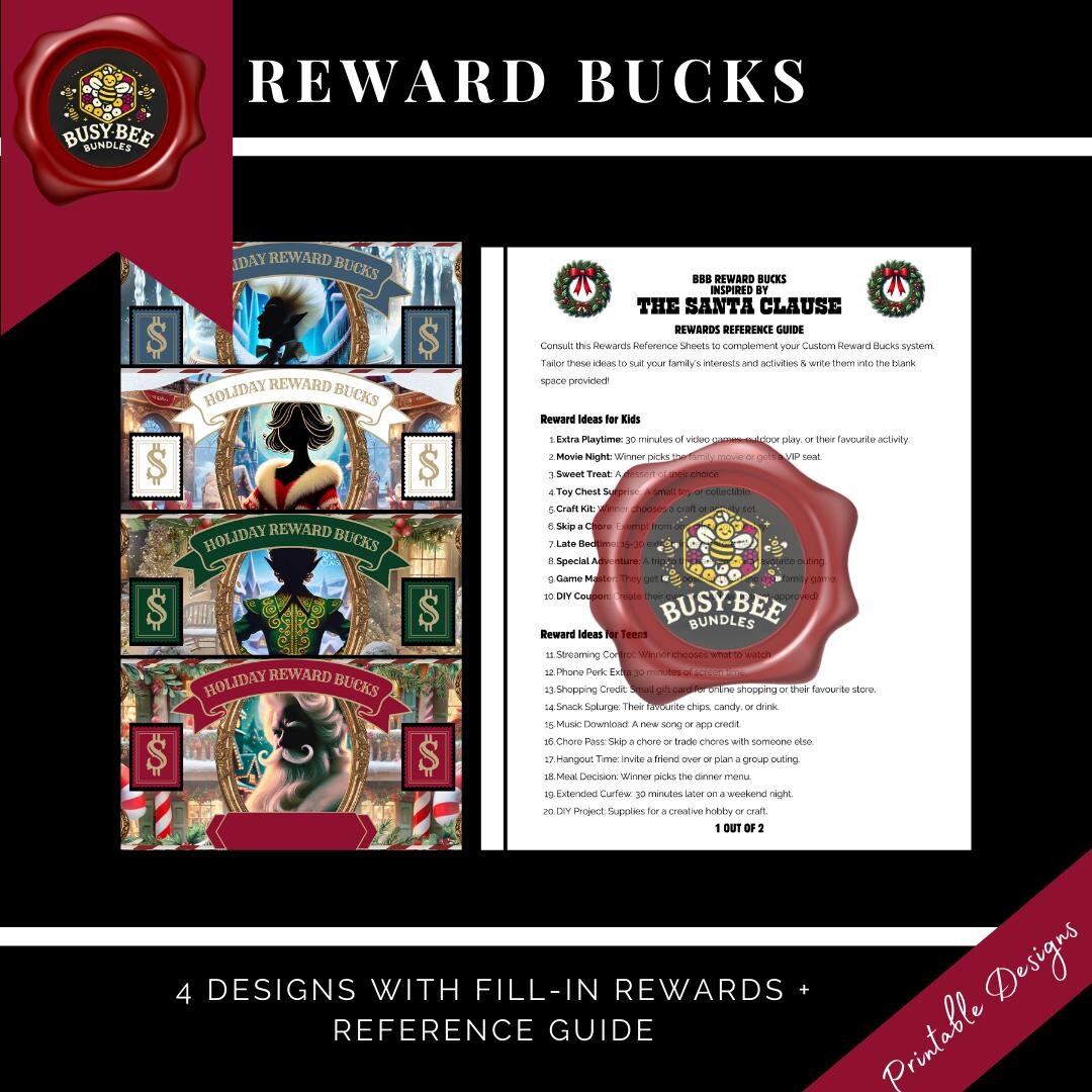 The Santa Clause Reward Bucks | Printable Movie Night Activity Bundle ...