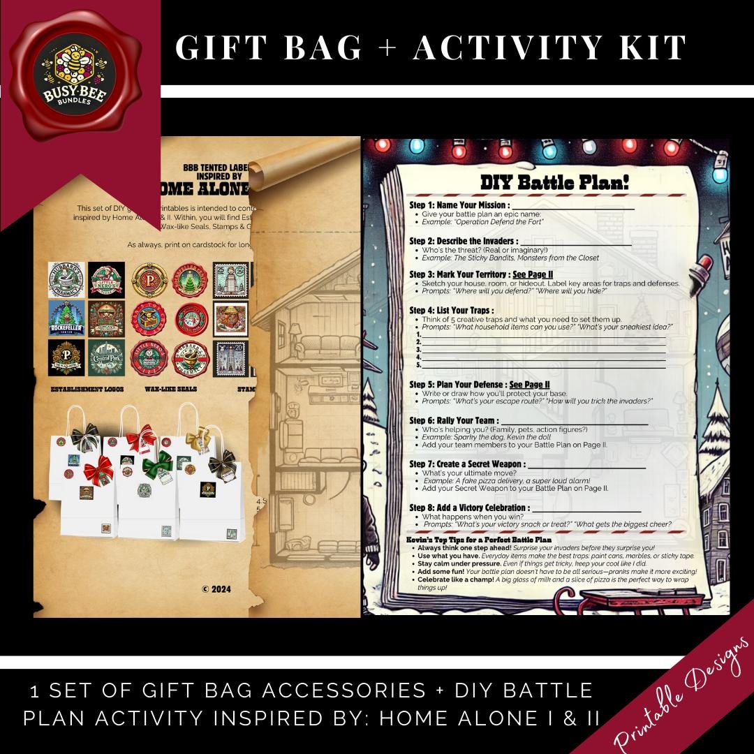 Home Alone Gift Wrap & DIY Battle Plan | Printable Stationery Bundle - Etsy