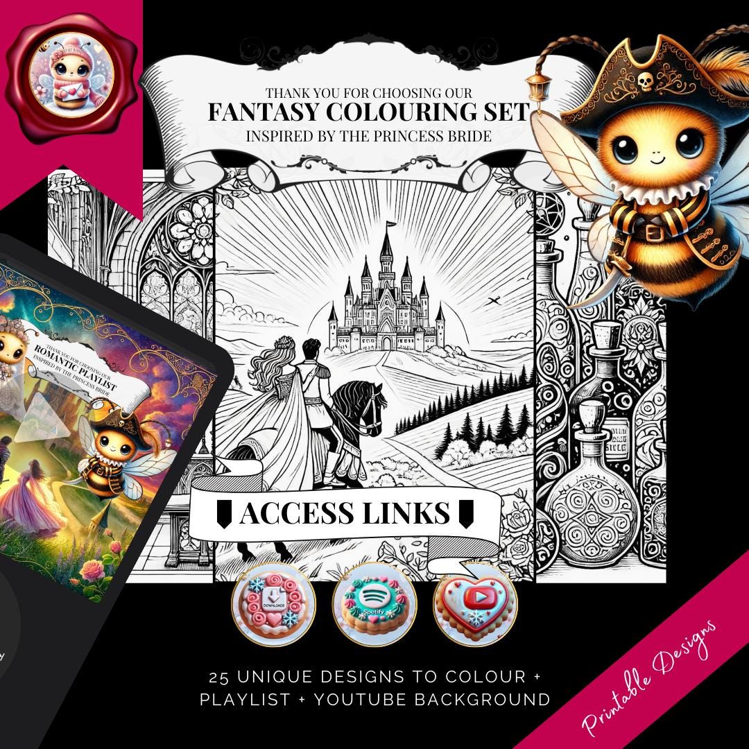 The Princess Bride Fairytale Coloring Kit | Printable Fantasy Coloring ...