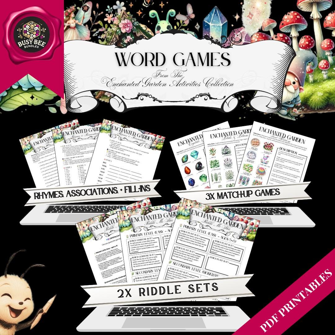 Enchanted Garden Word Game Collection | Printable Kids Word Play Pack ...
