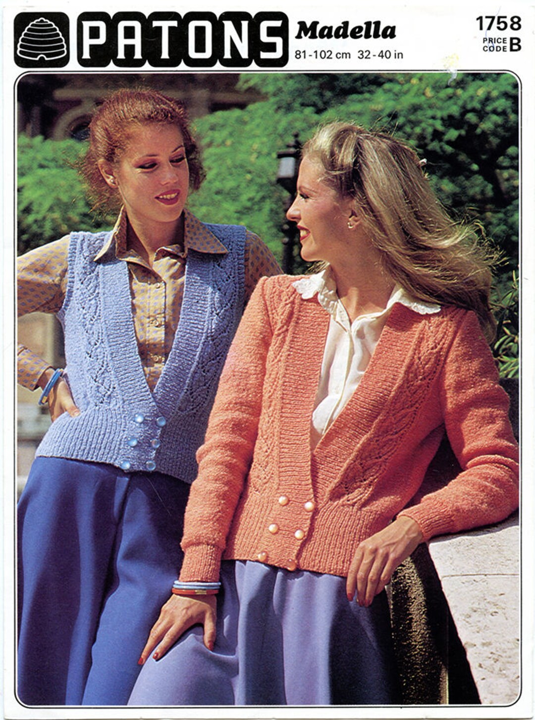 Vintage Patons 1758 Knitting Pattern Women's V Neck Cardigan or Vest ...