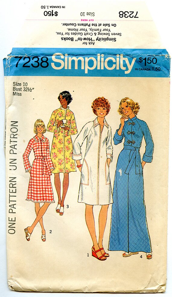 Vintage Simplicity 7238 Women's Robe UNCUT Sewing Pattern - Etsy Canada