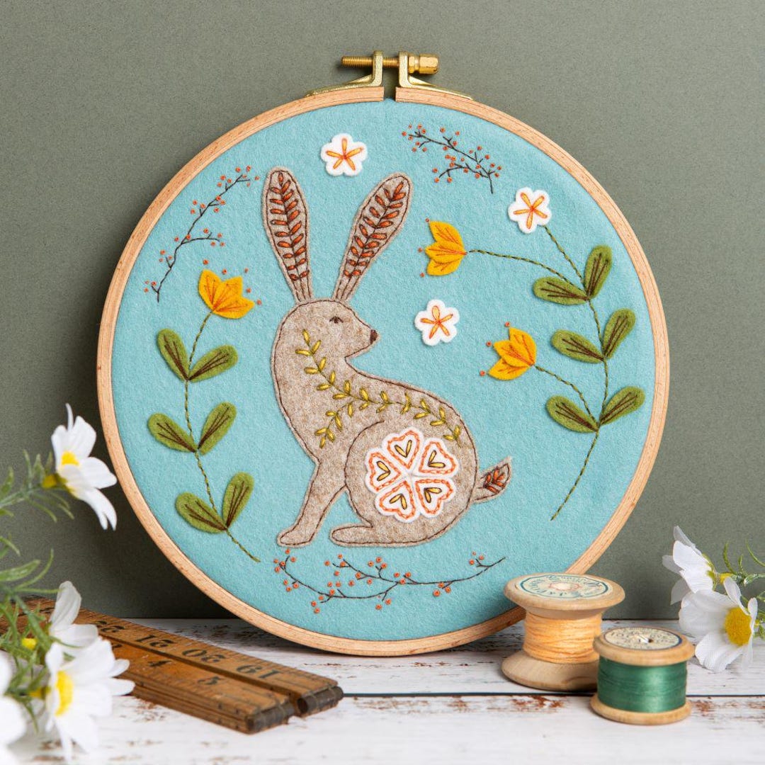 Wild Hare Appliqué Felt Hoop Kit - Etsy