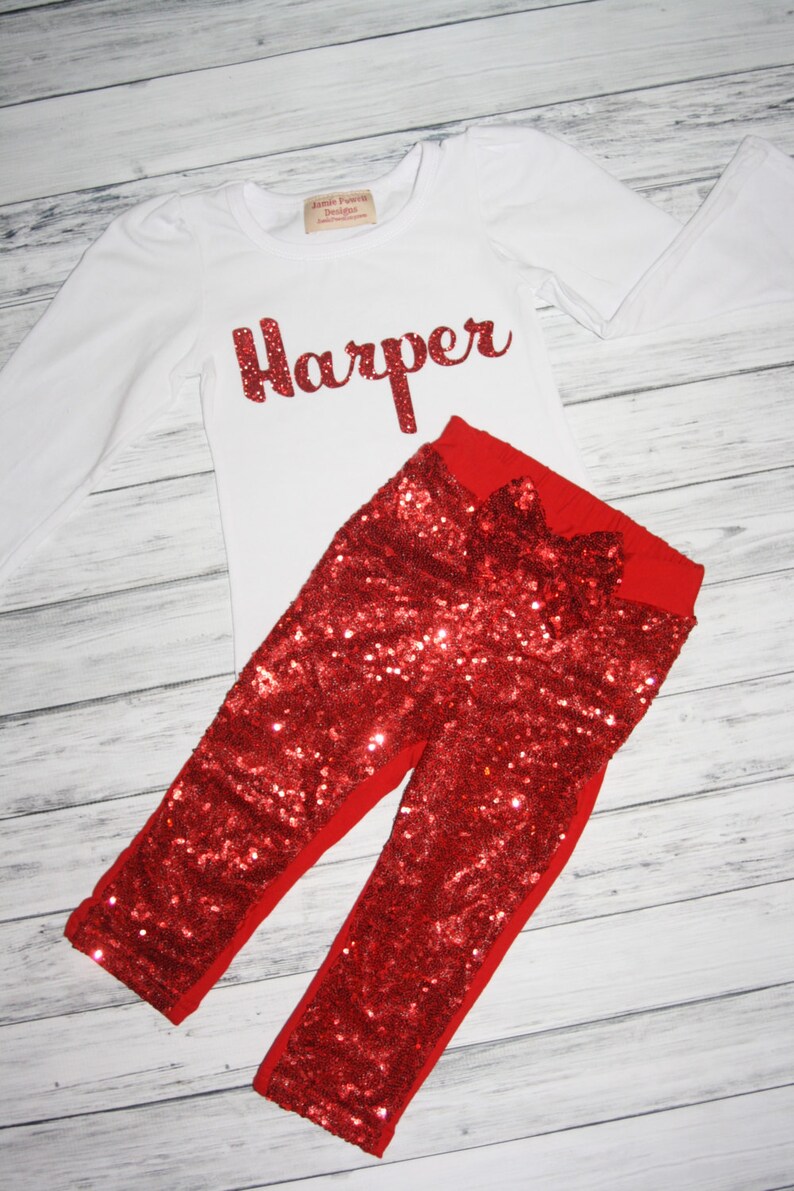 Personalized Shirt and and Red Sequin Monogram Name Holiday - Etsy