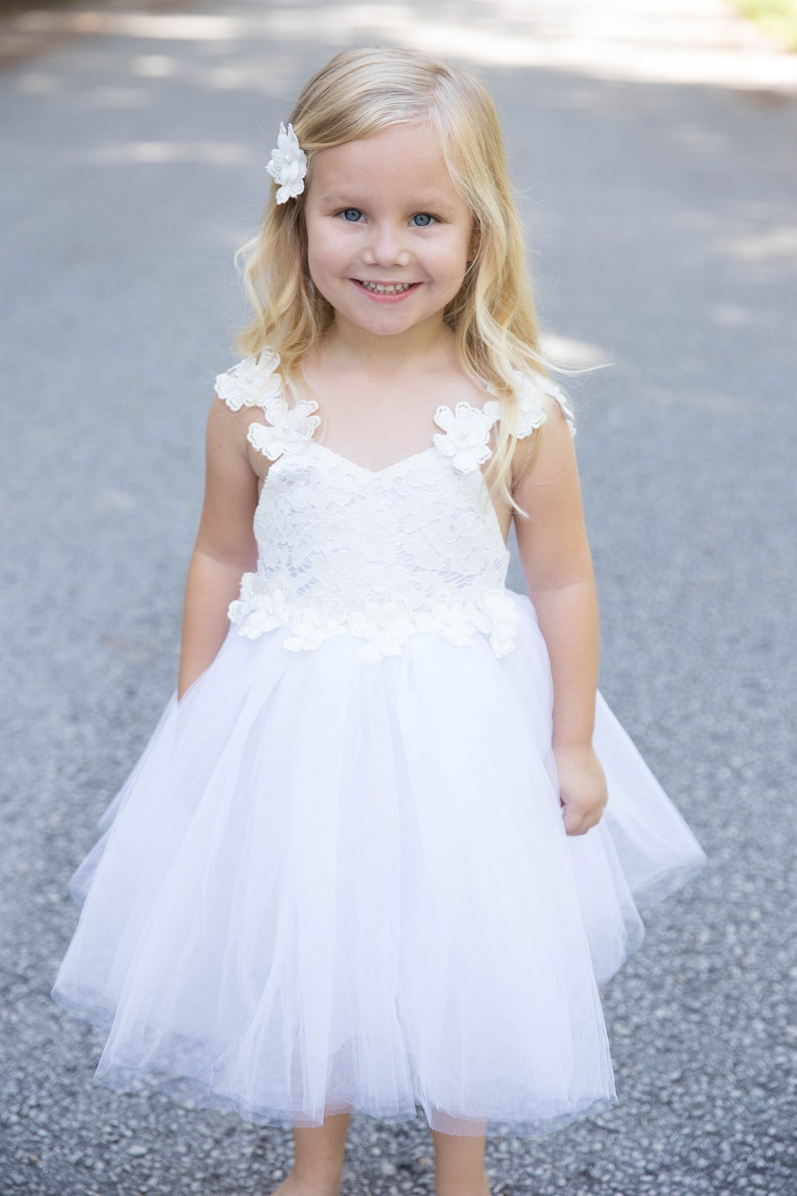 White Girls Dress Tulle Dress Princess Girls Toddler Baby - Etsy