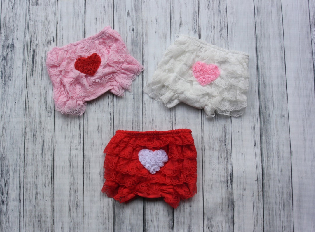 Valentine's Day Red Lace Bloomers W/ Heart-toddler Diaper Covers -pink ...