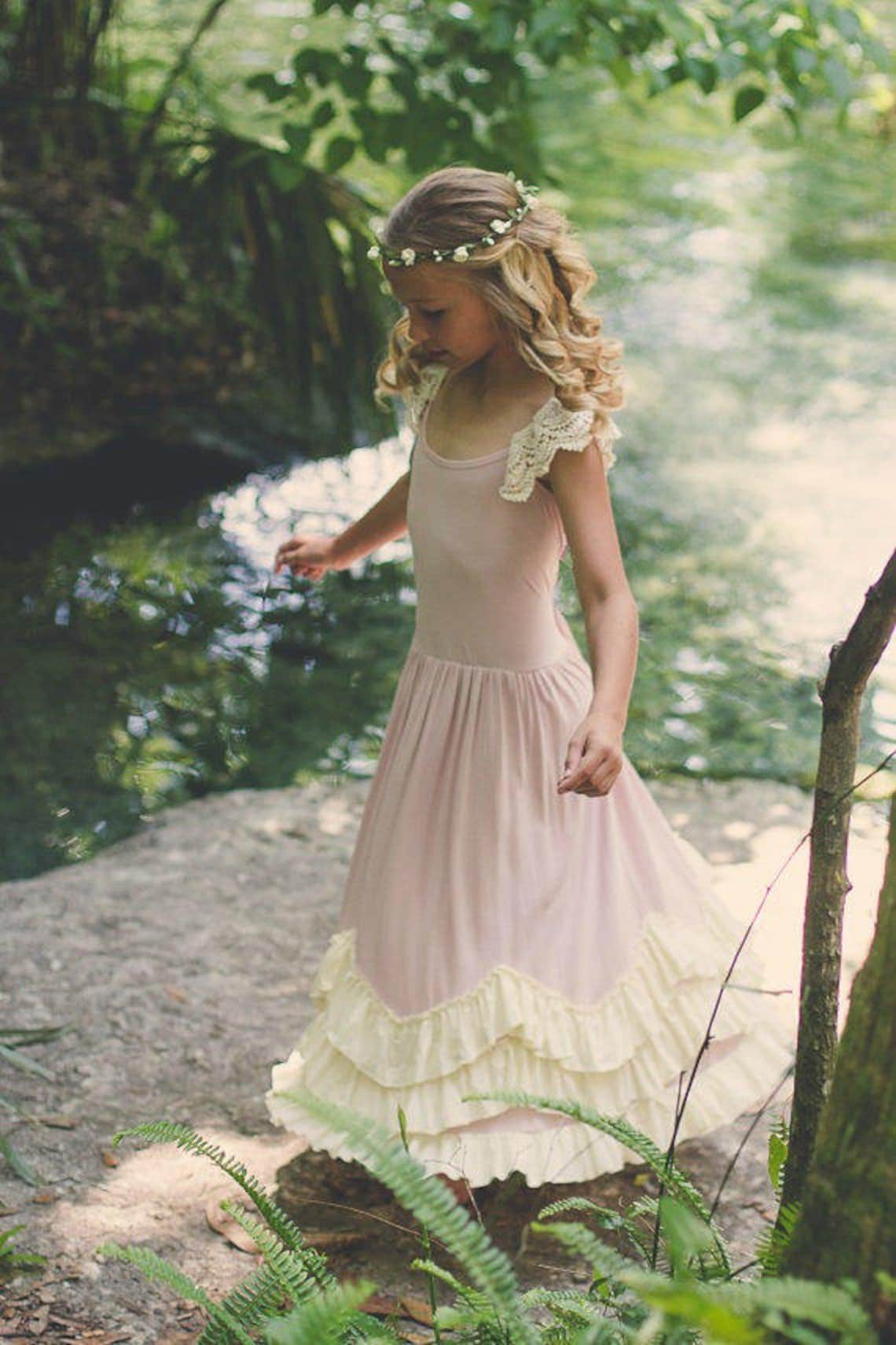 Bloemenmeisje Jurk Boho Bloemenmeisje Jurk Vintage Etsy Nederland