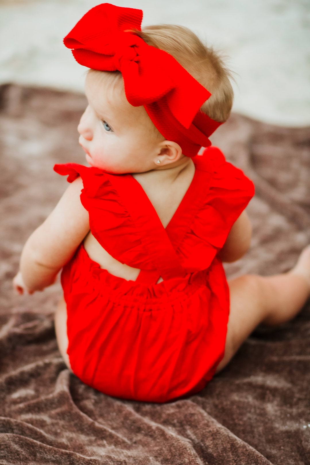 Red Flutter Romper Baby Romper Toddler Bubble Romper Ruffled Sleeve ...