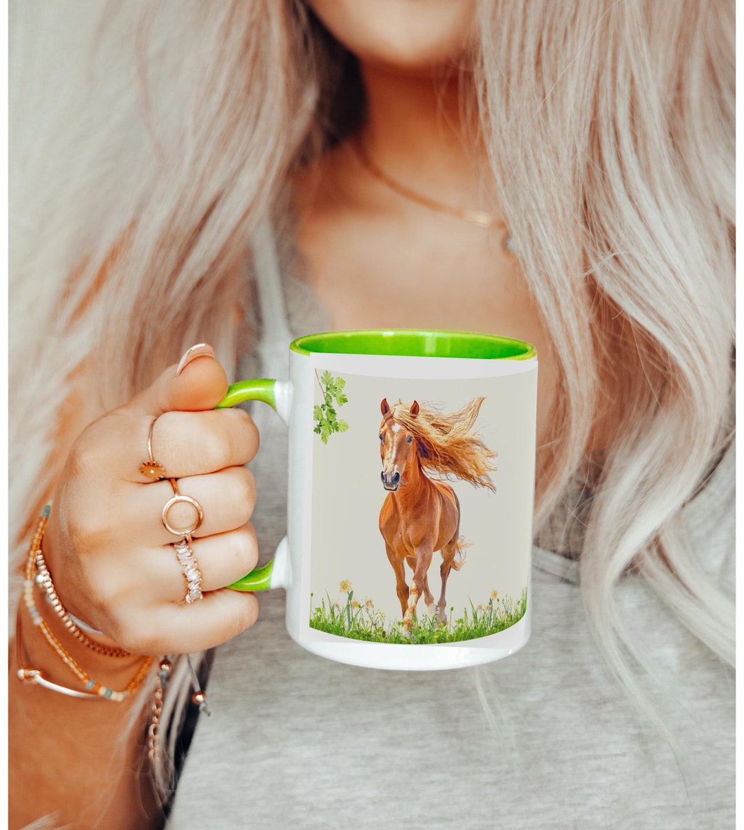 Palomino Horse Design Two-tone Coffee Mug (11oz), Spring Coffee Cup ...