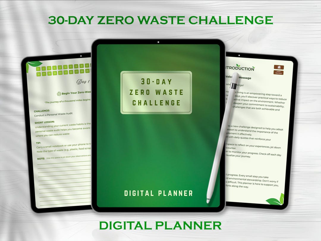 30-day Zero Waste Challenge Digital Planner | Eco-friendly Guide to ...