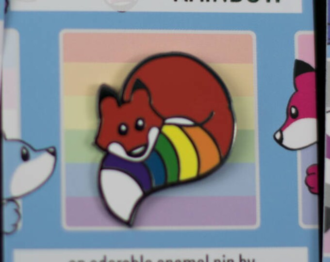 Foxy Lgbtq Pride Enamel Pin Rainbow Etsy