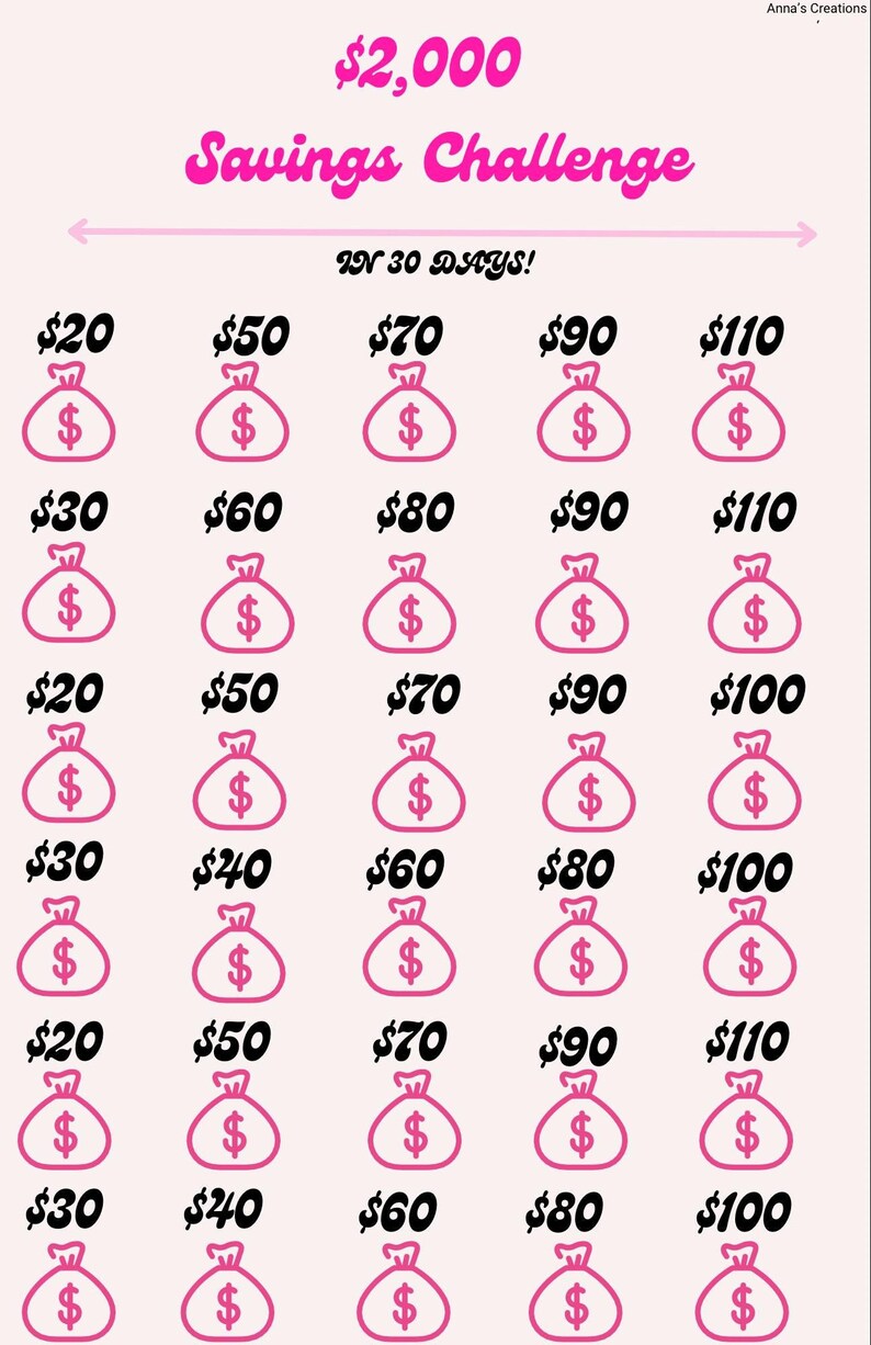 2,000 Money Savings Challenge - Etsy