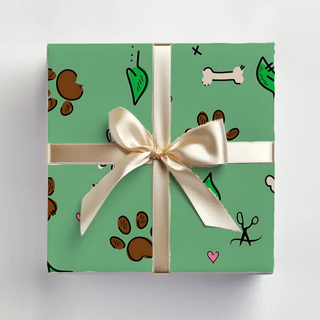 Paw Print Wrapping Paper Dog Gift Wrap Luxury Gift Wrap Paw Print Gift ...
