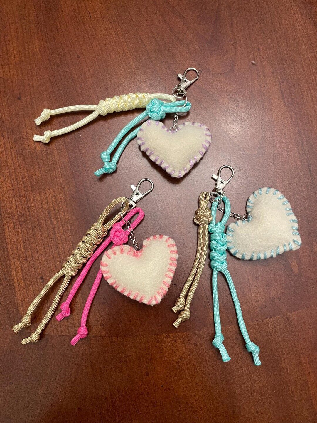 Paracord Bag Charm, Handmade Heart Bag Charm, Cute Keychain, Rope ...