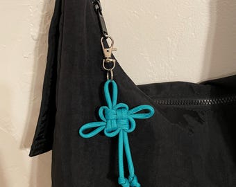 Paracord Good Luck Knot Keychain, Blue Bag Charm - Etsy