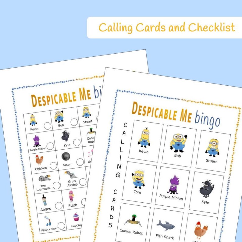Despicable Me Bingo Game | Printable 20-card Game | Instant Digital ...