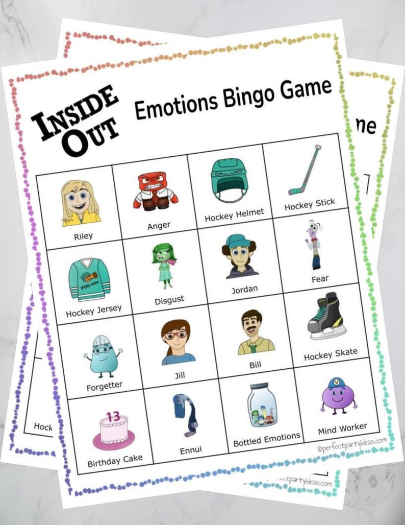 Inside Out Emotions Bingo Game | Printable 20-card Game | Instant ...