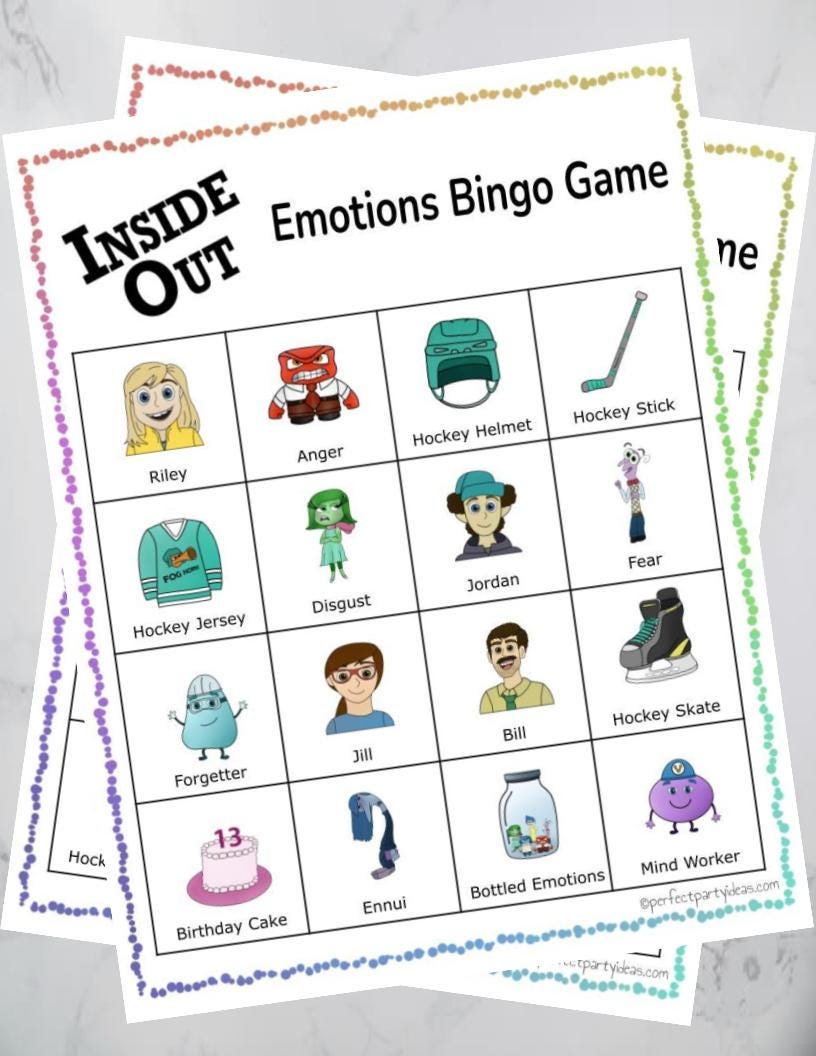 Inside Out Emotions Bingo Game | Printable 20-card Game | Instant ...